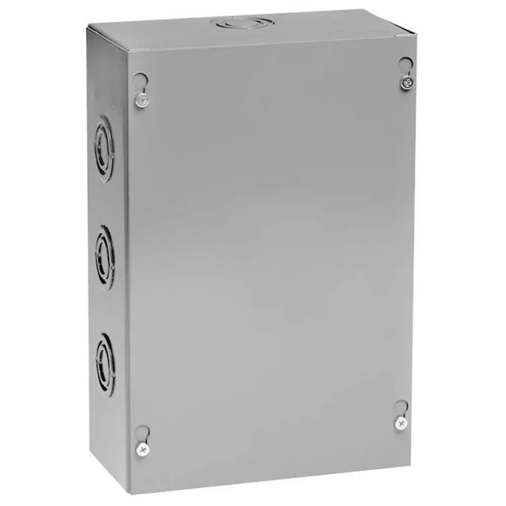 Electrical Enclosure, Screw Cover, 6 x 6 x 4 in., NEMA 1, Gray, No KO's
