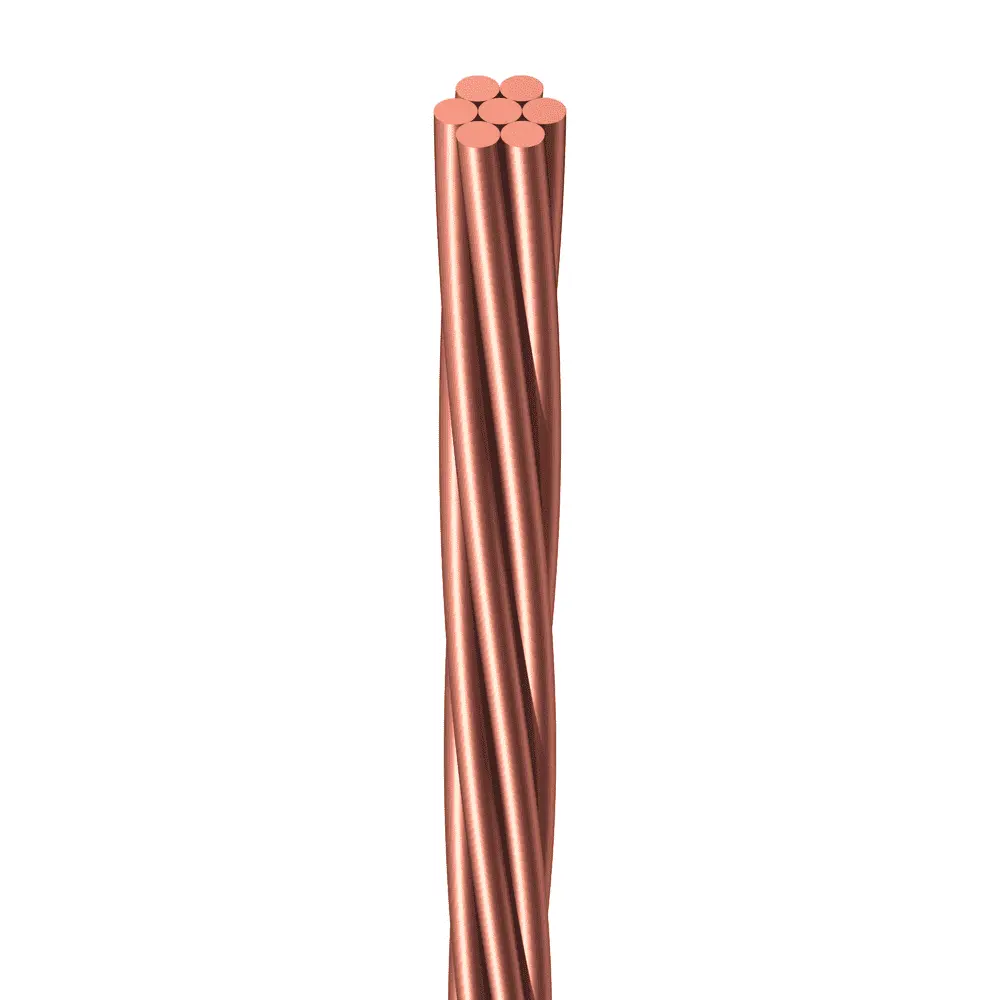 6AWG, Stranded, Bare Wire, Copper, 1 Conductor, Cut Length