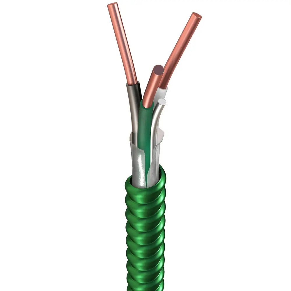 10AWG, Solid, MC Cable, Copper, 2 Conductor, Reel of 250ft