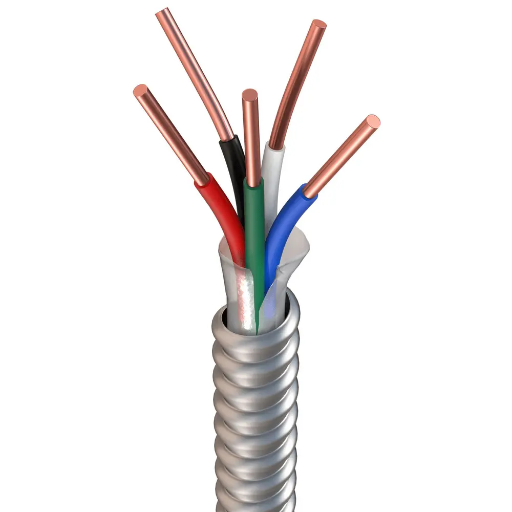 10AWG, Solid, Aluminum Armor Cable, Copper, 4 Conductor w/Ground, Reel ...