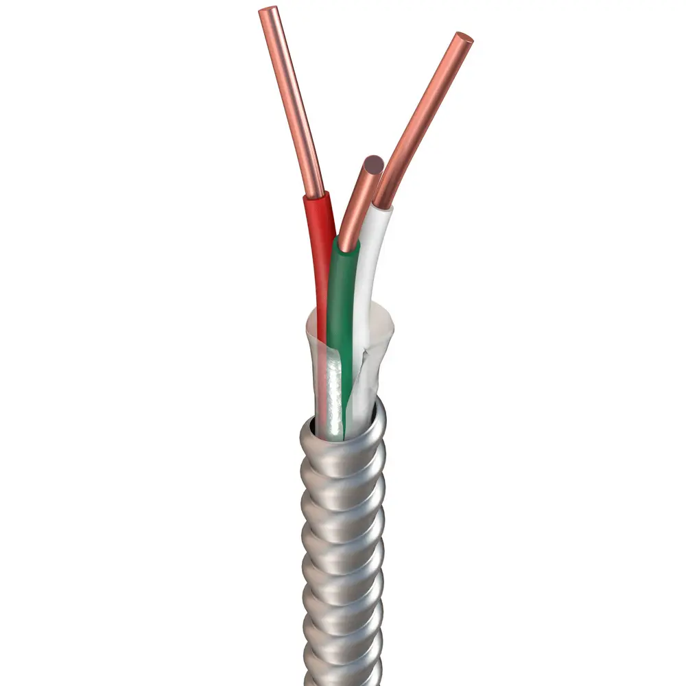 12AWG, Solid, MC Cable, Copper, 2 Conductor w/Ground, Reel of 250ft