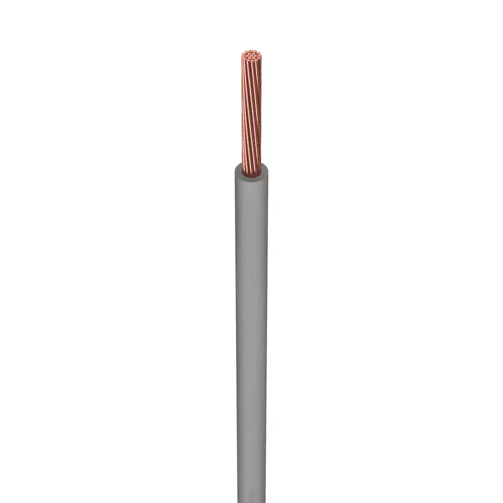 14AWG, Stranded, MTW Wire, Copper, Gray, 1 Conductor, Reel of 500ft