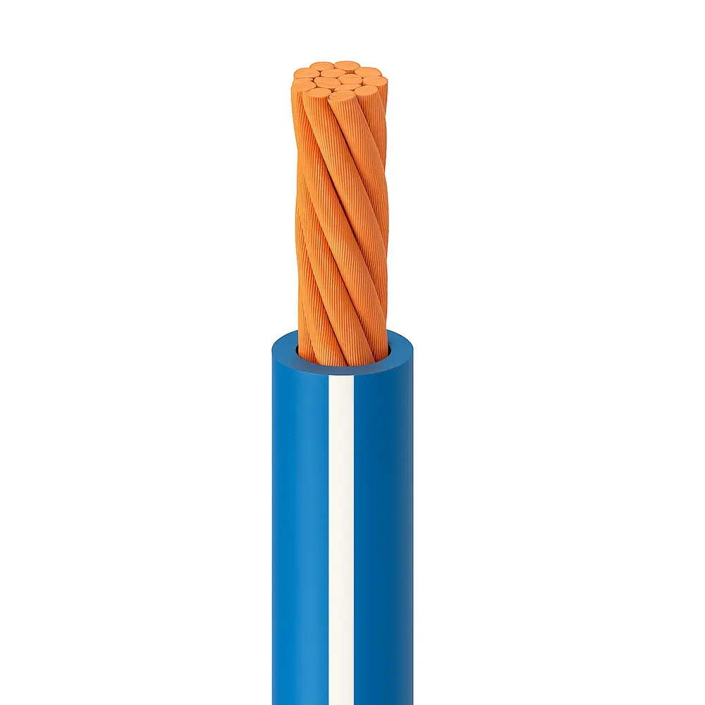 TFFN Wire, 16AWG, Stranded, Copper, Blue/White, 1 Conductor, Cut Length