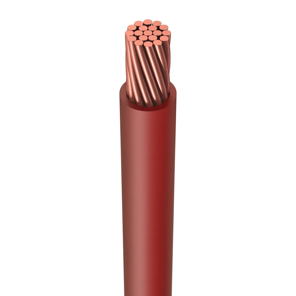 2/0, Stranded, THHN Wire, Copper, Red, 1 Conductor, Cut Length