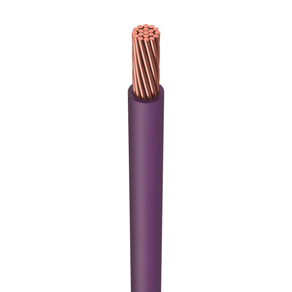 THHN Wire, 2AWG, Stranded, Copper, Purple, 1 Conductor, Cut Length