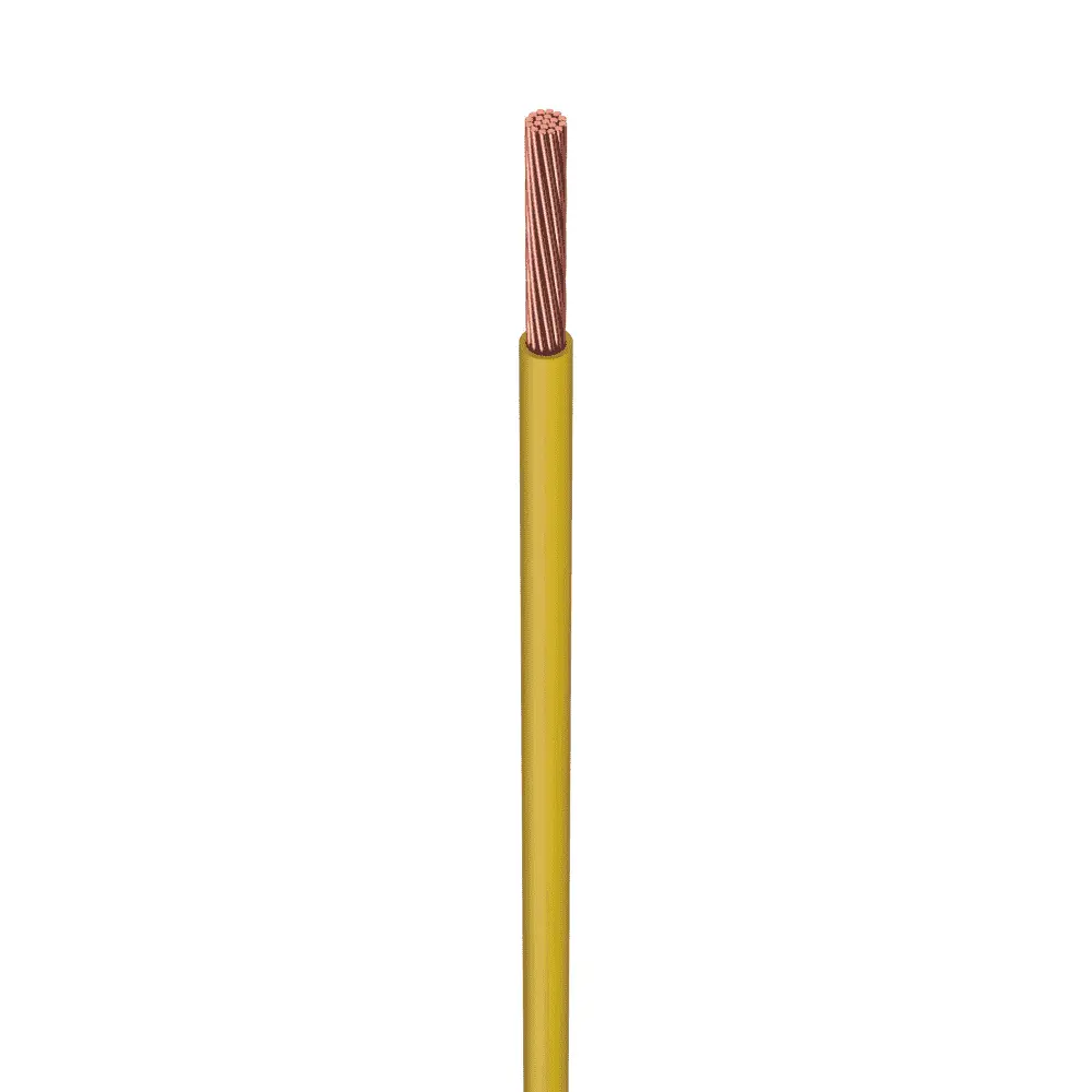 6AWG, Stranded, THHN Wire, Copper, Yellow, 1 Conductor, Cut Length