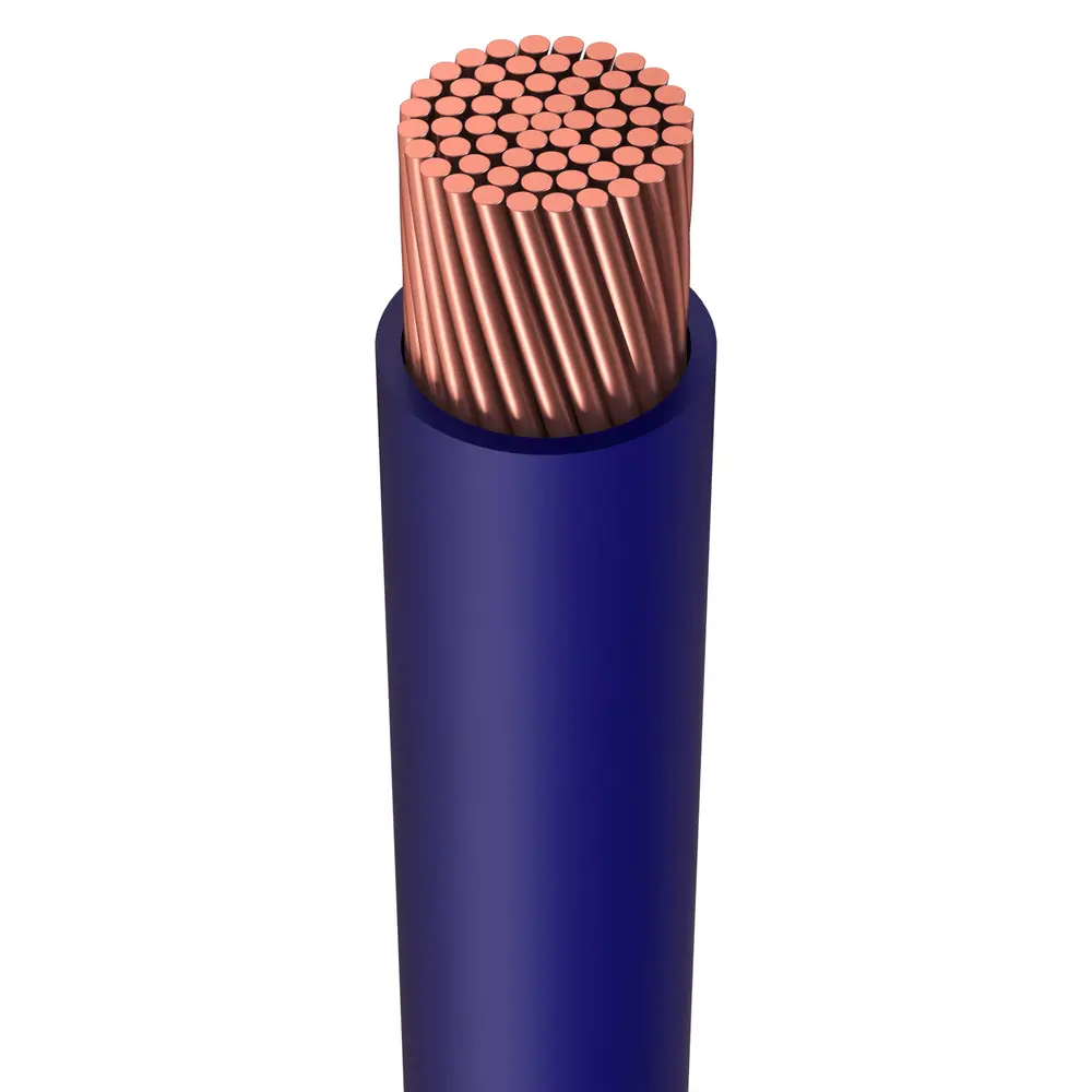 600MCM, Stranded, THHN Wire, Copper, Blue, 1 Conductor, Cut Length
