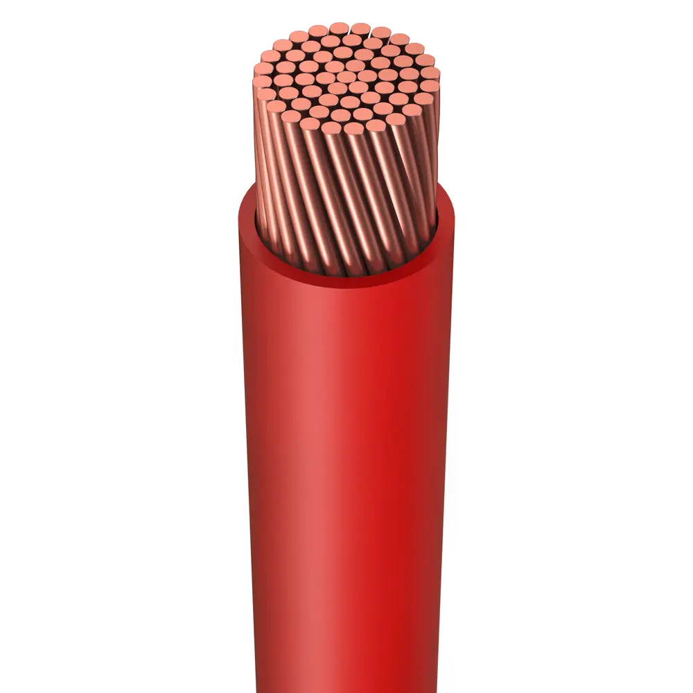 THHN Wire, 600MCM, Stranded, Copper, Red, 1 Conductor, Cut Length
