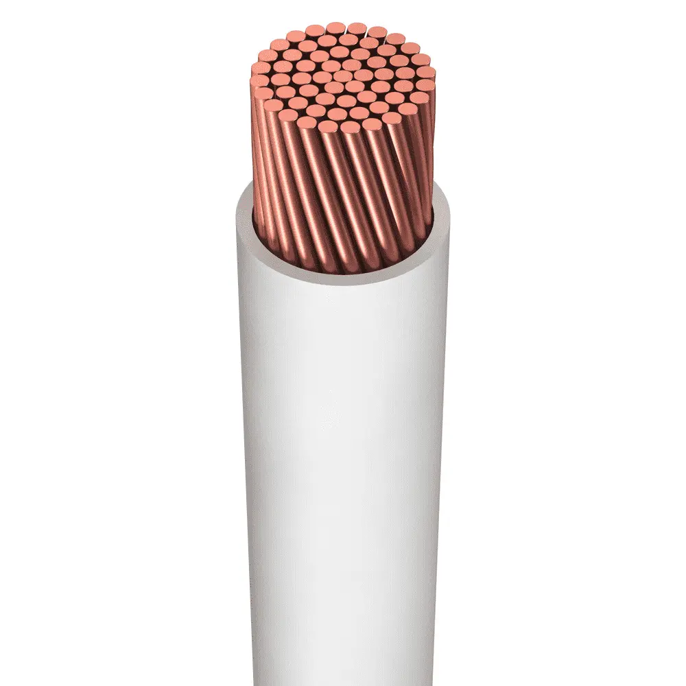 600MCM, Stranded, THHN Wire, Copper, White, 1 Conductor, Cut Length