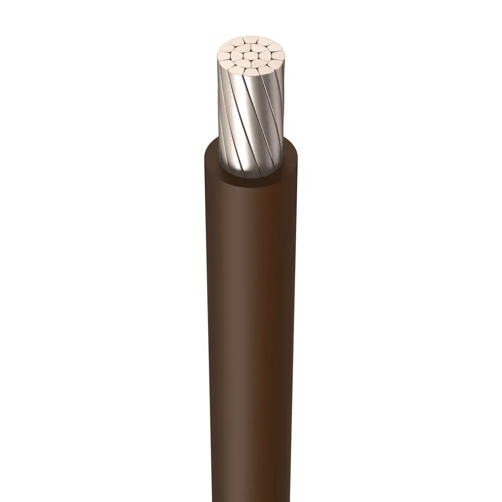 XHHW Wire, 2/0, Stranded, Aluminum, Brown, 1 Conductor, Cut Length