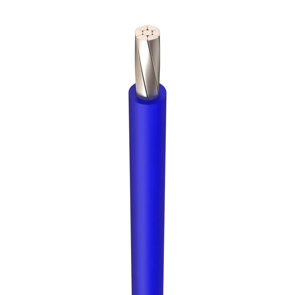 2AWG, Stranded, XHHW Wire, Aluminum, Blue, 1 Conductor, Cut Length