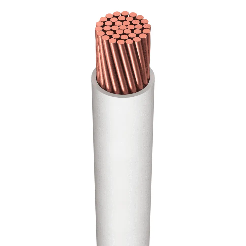 XHHW Wire, 400MCM, Stranded, Copper, White, 1 Conductor, Cut Length