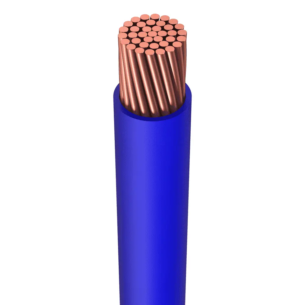 500MCM, Stranded, XHHW Wire, Copper, Blue, 1 Conductor, Cut Length