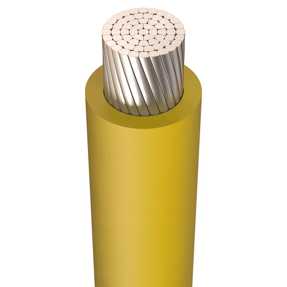 600MCM, Stranded, XHHW Wire, Aluminum, Yellow, 1 Conductor, Cut Length