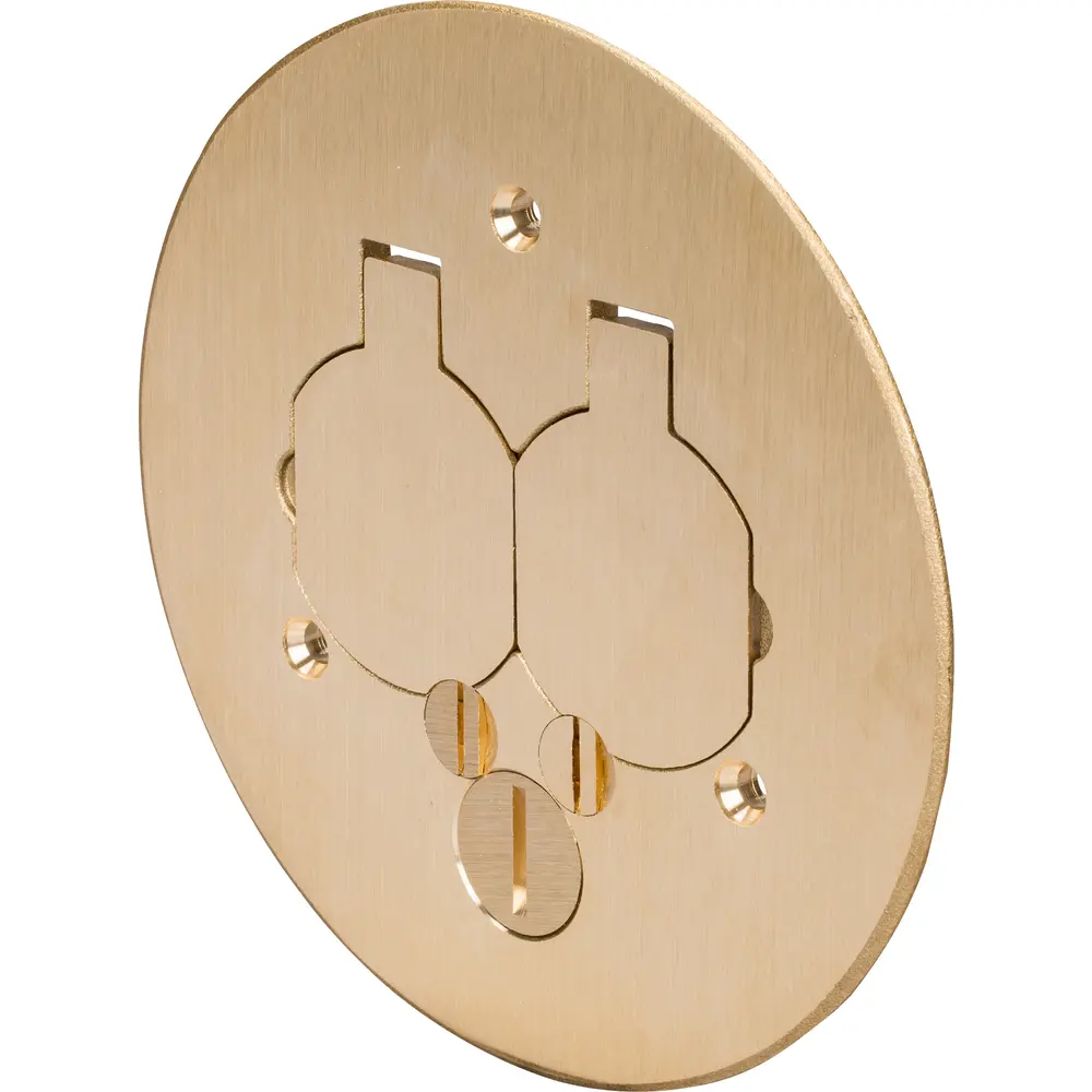 Ratchet-Pro 881 Series Dual Service Brass Duplex Cover Plate w/ Flip Lids