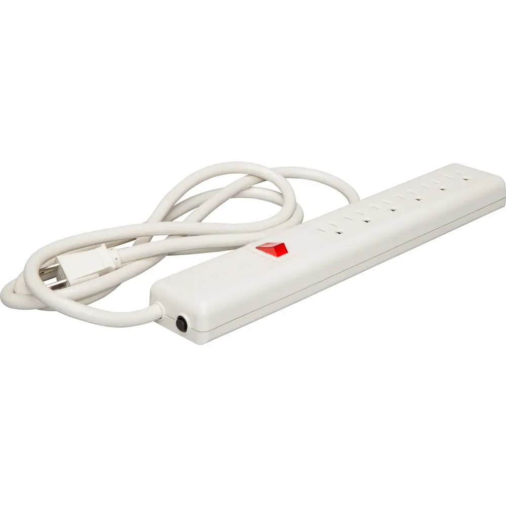 6 ft. Cord 6 Receptacles Plug-In Outlet Center Unit, White