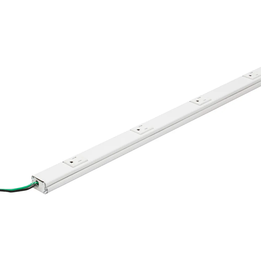 3' Tamper Resistant Plugmold Multioutlet System w/ 6 Receptacles, White