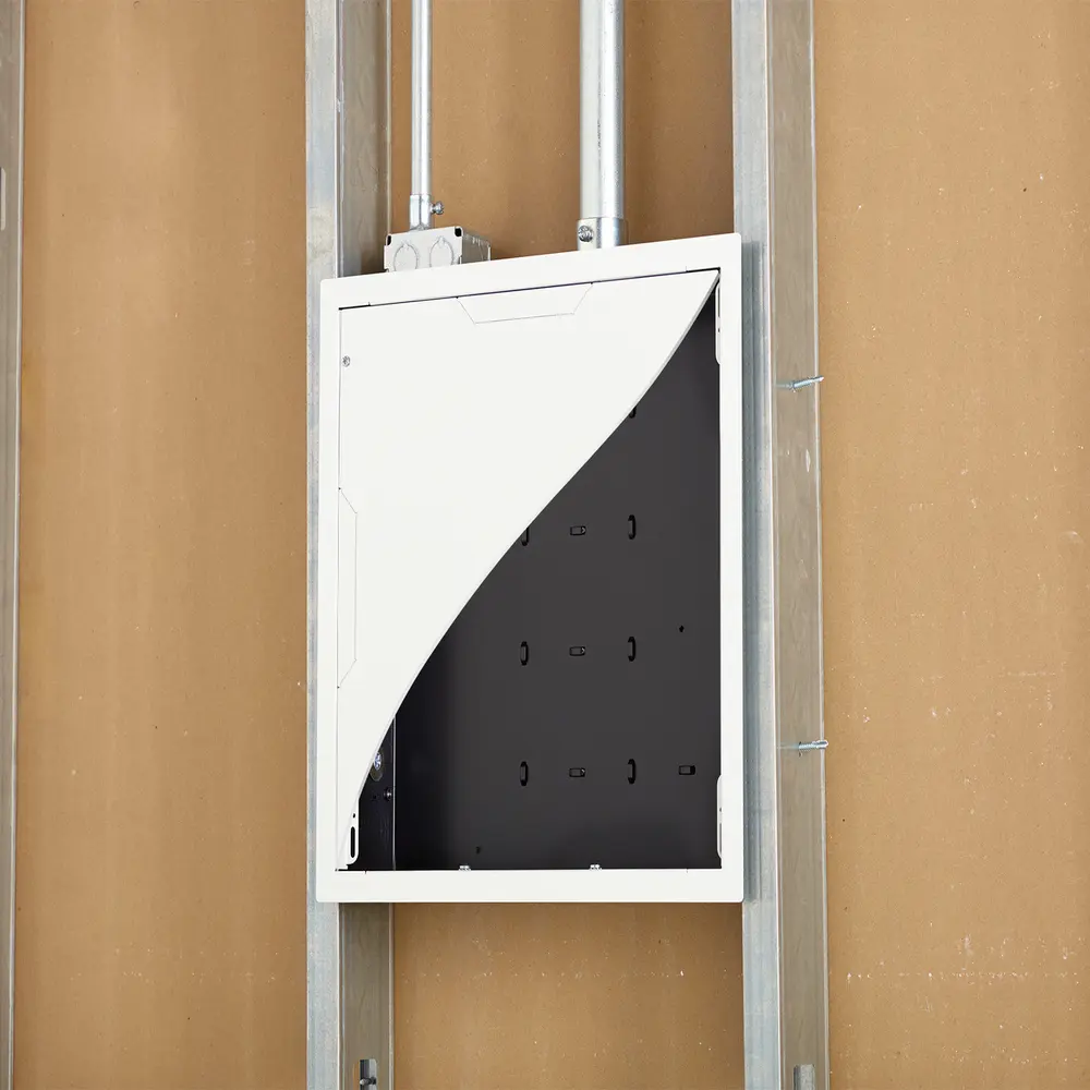 Electrical Enclosure, In-Wall Box, 14.25 x 14.25 x 3.9 in., White, w ...